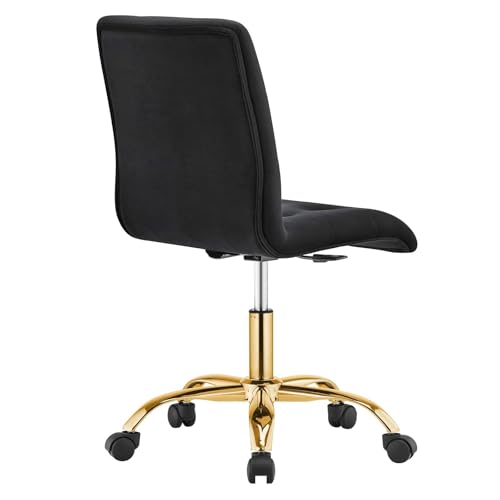 Modway Prim Armless Performance Velvet Office Chair in Gold Black