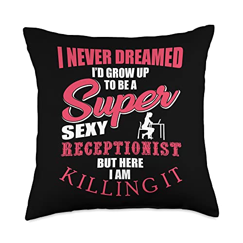 Receptionist Design Front Desk Office Funny Receptionist Quote Reception Lobby Throw Pillow, 18x18, Multicolor
