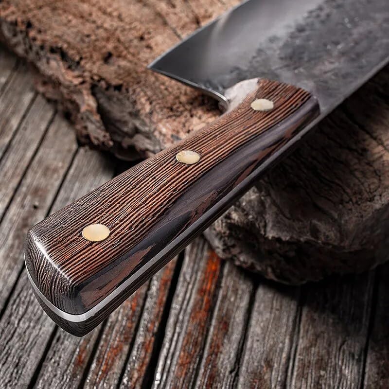 Meat Cleaver Knife, 7.5 Inch Forged Kitchen Chef Knife Handmade Stainless Steel Shredded Meat Vegetables Fruit Slicing Razor-sharp Cleaver Knives