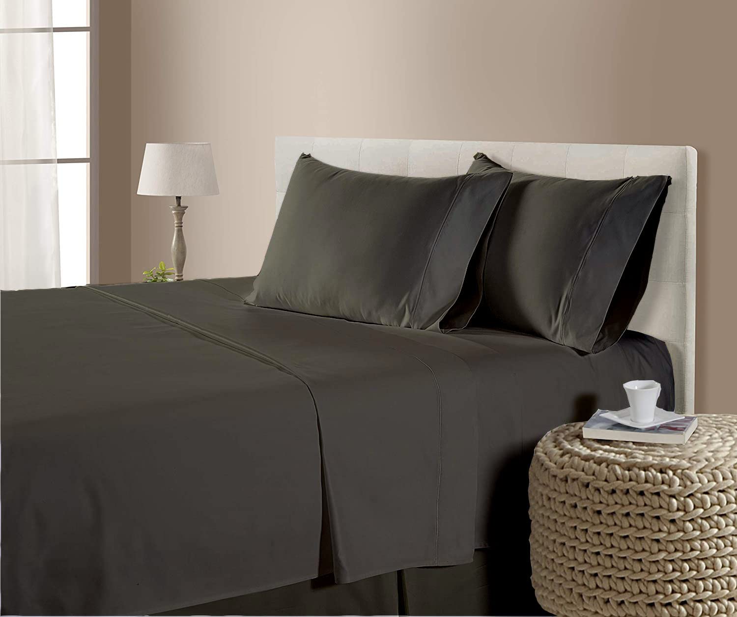 MyGiza Sheets,100% Certified Giza Egyptian Cotton Sheets-California King Size Giza Cotton Sheets Set to Fit Upto 18 Inches Deep Mattress (4 Pcs) Slate Grey