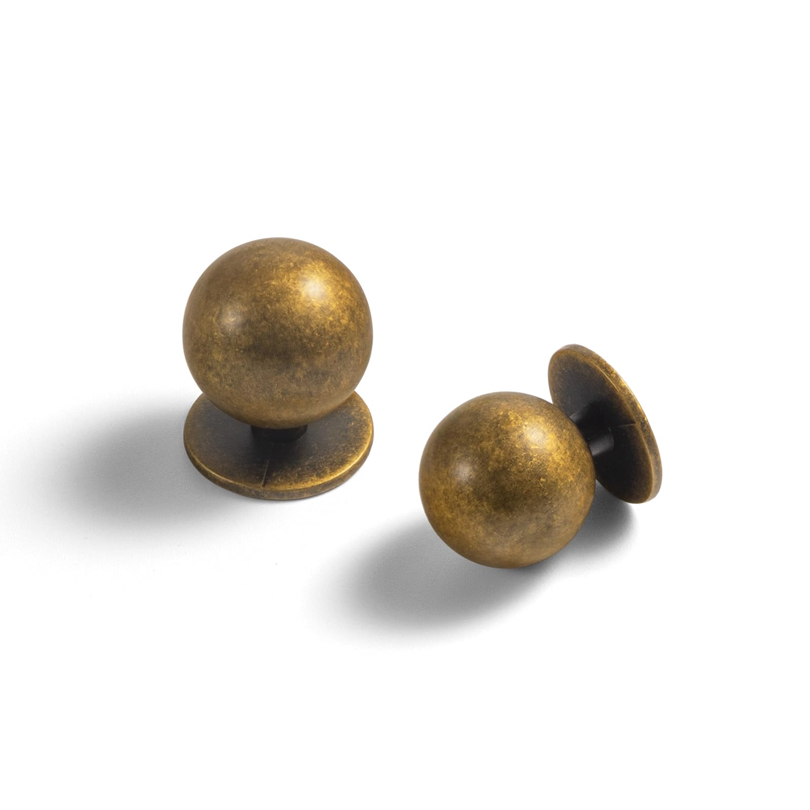 Yanxia Set of 12 -Sleek Round Antique Brass Cabinet Knobs - Retro and Minimalist Hardware for Stylish Home Enhancement - 1 Inch Diameter