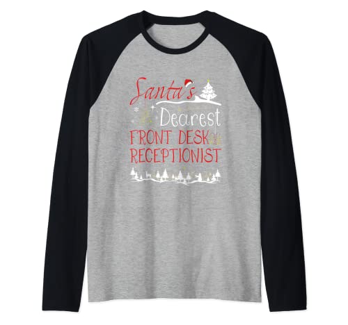 Front Desk Receptionist Xmas Job Cute Christmas Raglan Baseball Tee