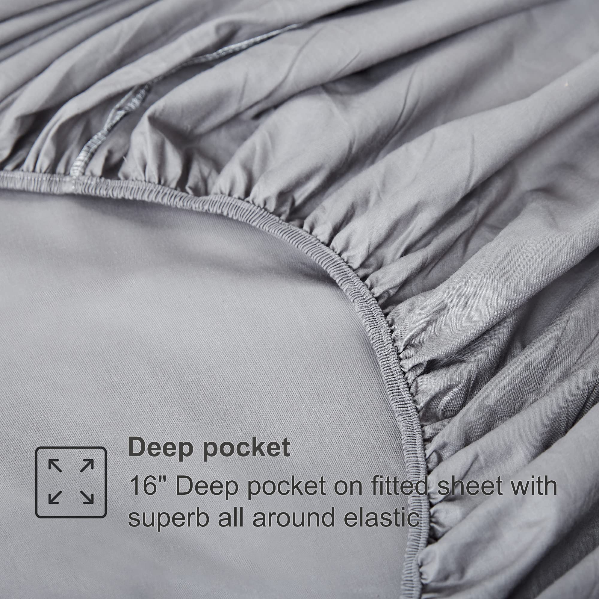 Best Season 400 Thread Count Cotton Queen Size Sheet Set (Gray Color) 4 Piece - 100% Long Staple Cotton Sheets Set, Soft Cotton Bed Sheets Sets with Deep Pocket fit Upto 16 inch