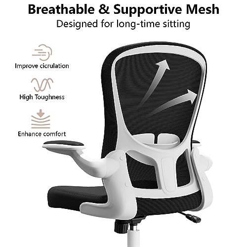 Ergonomic Office Chair, Comfort Swivel Home Office Task Chair, Breathable Mesh Desk Chair, Lumbar Support Computer Chair with Flip-up Arms and Adjustable Height