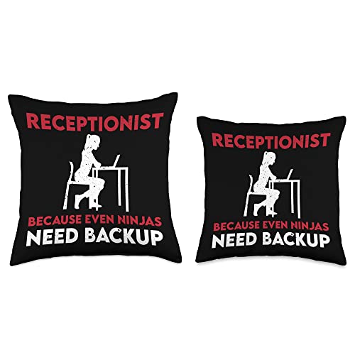 Receptionist Design Front Desk Office Funny Receptionist Saying Reception Lobby Throw Pillow, 16x16, Multicolor