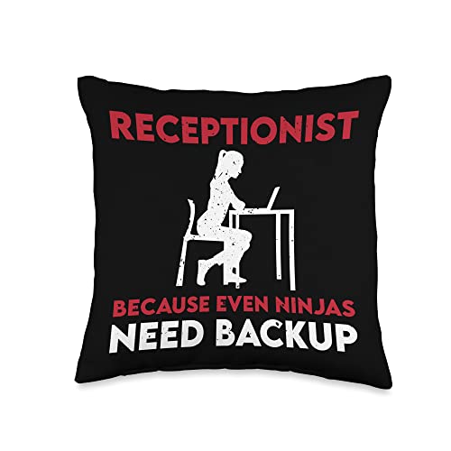 Receptionist Design Front Desk Office Funny Receptionist Saying Reception Lobby Throw Pillow, 16x16, Multicolor