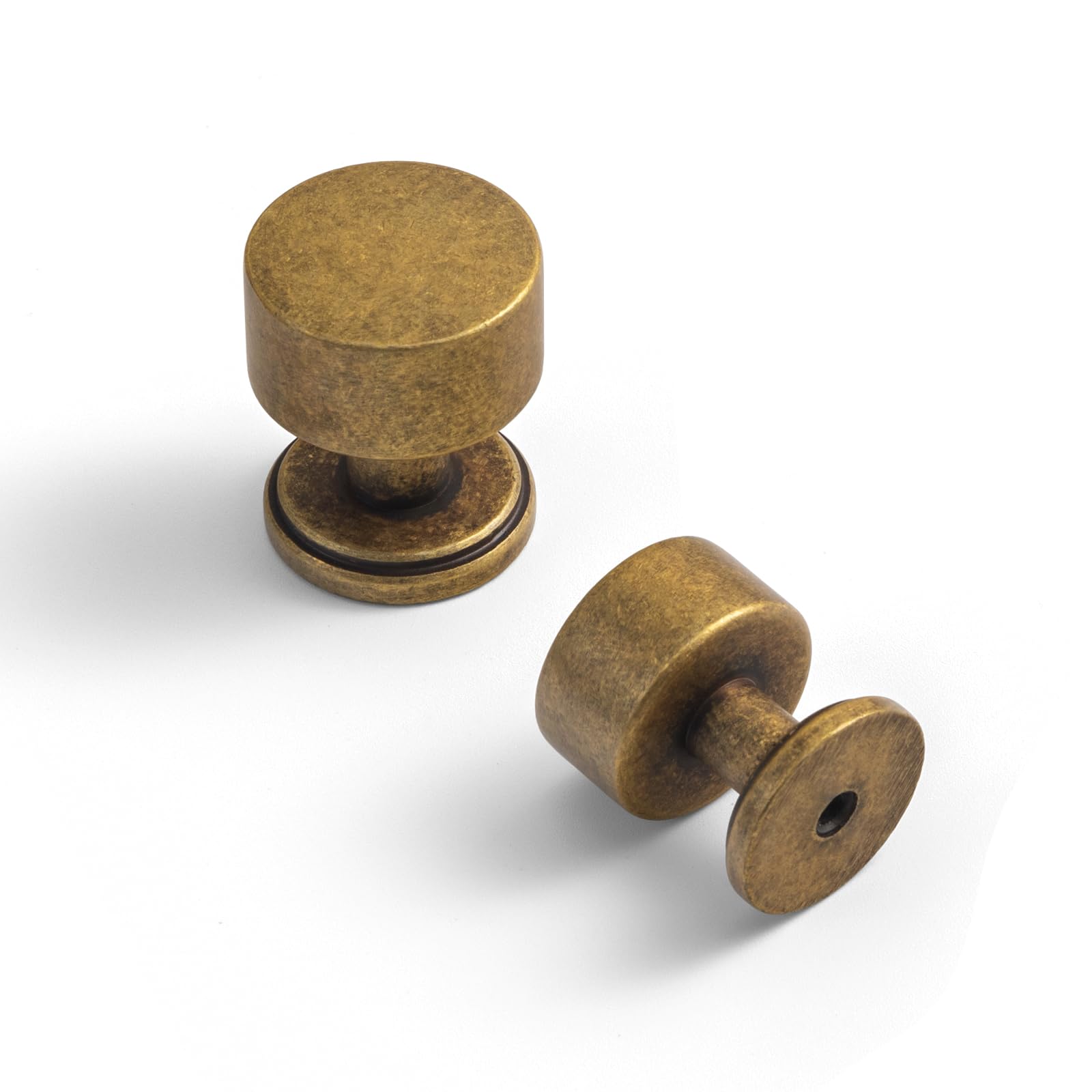 Yanxia Antique Brass Cabinet Knobs, Dresser Pulls for Kitchen, Vintage Drawer Hardware Handles for Bedroom, 1-1/8 Inches Diameter, 6 Pack (Model 9588)