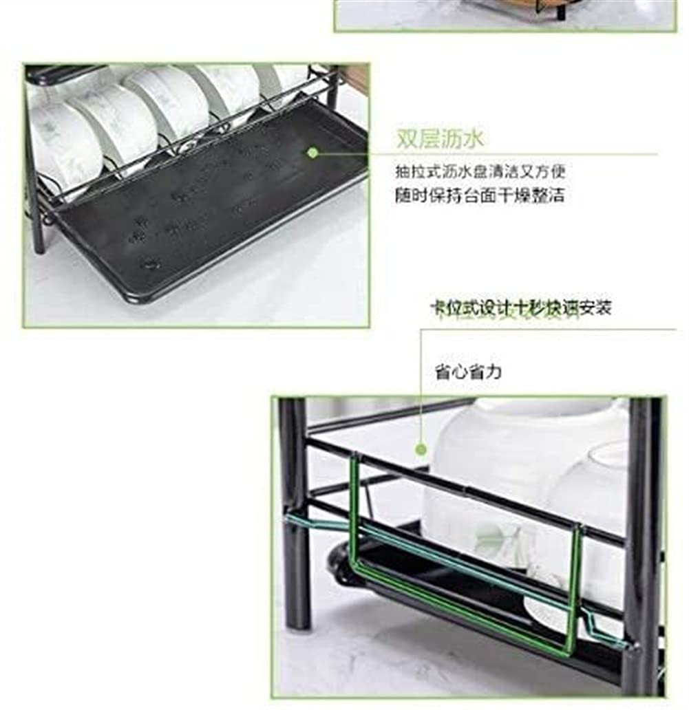 Plate Rack Draining Dish Rack Black Double Stainless Steel Dish Rack Drying Rack Utensil Holder Cutting Board Holder And Dish Drainer Pan Plate Holder