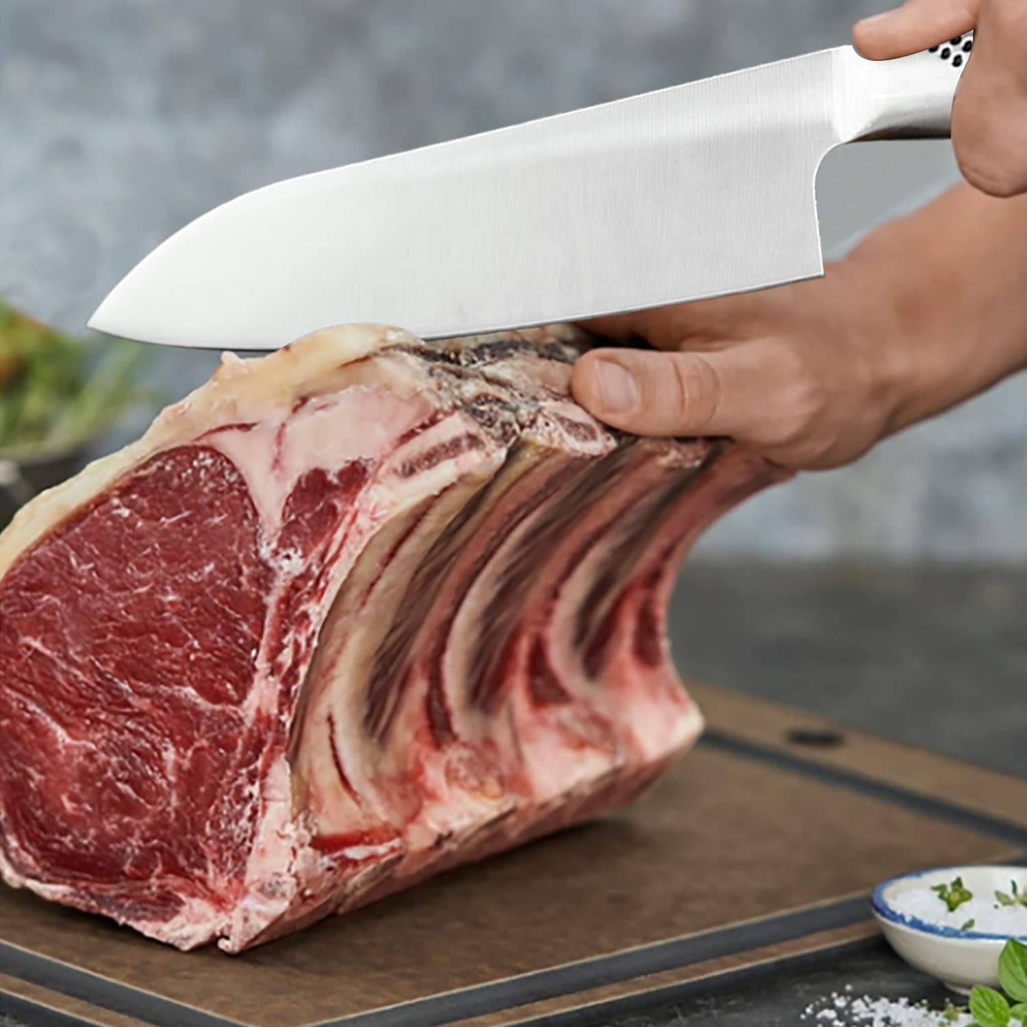 Tinor Chef Knife, 7 Inch Professional Kitchen Knife, German High Carbon Stainless Steel, Ergonomic Design, Ultra Sharp Knife for Cutting, Peeling, Slicing Fruit, Vegetables, Bread and Meat