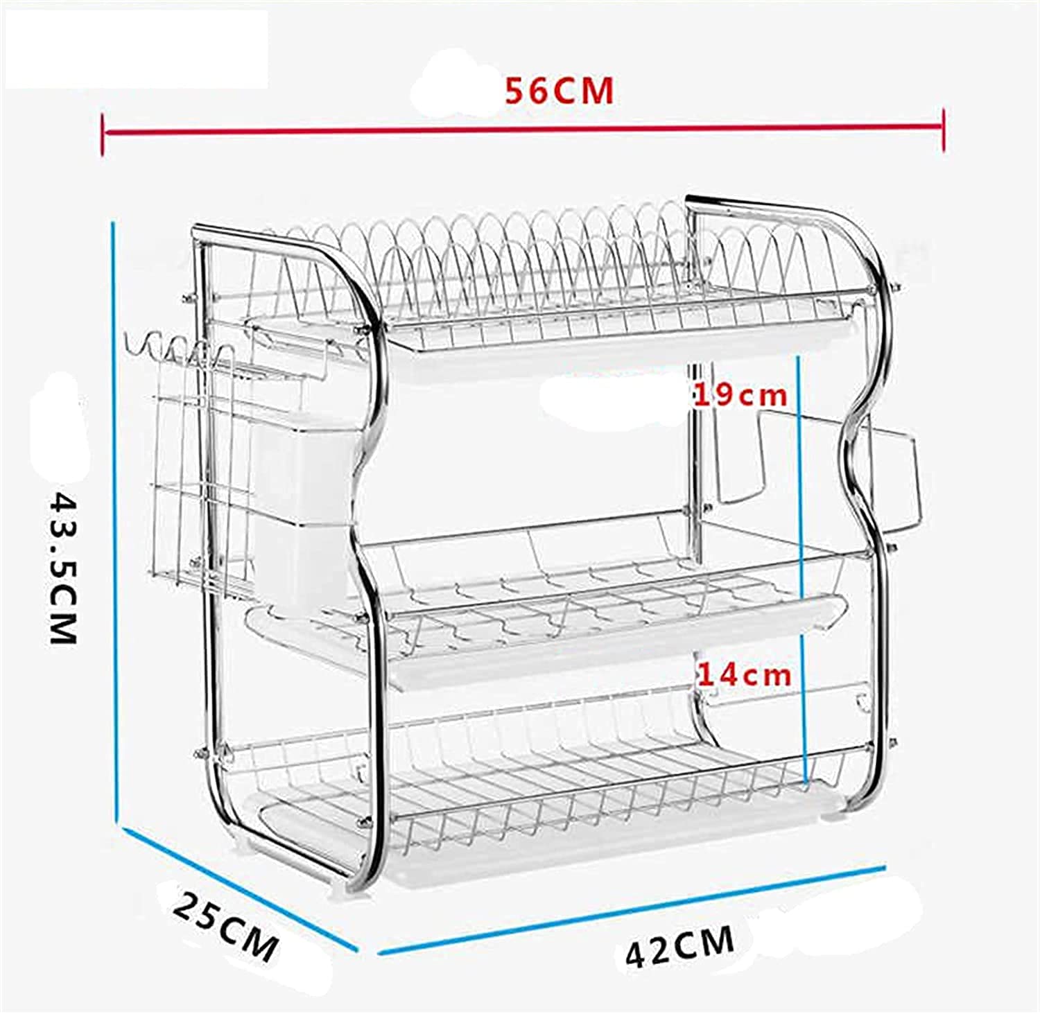 Plate Rack Draining Dish Rack 3 Tier Dish Drainer Rack Holder Dish Drying Rack Plate Dish Cup Cutlery Drainer Rack Plates Holder Pan Plate Holder