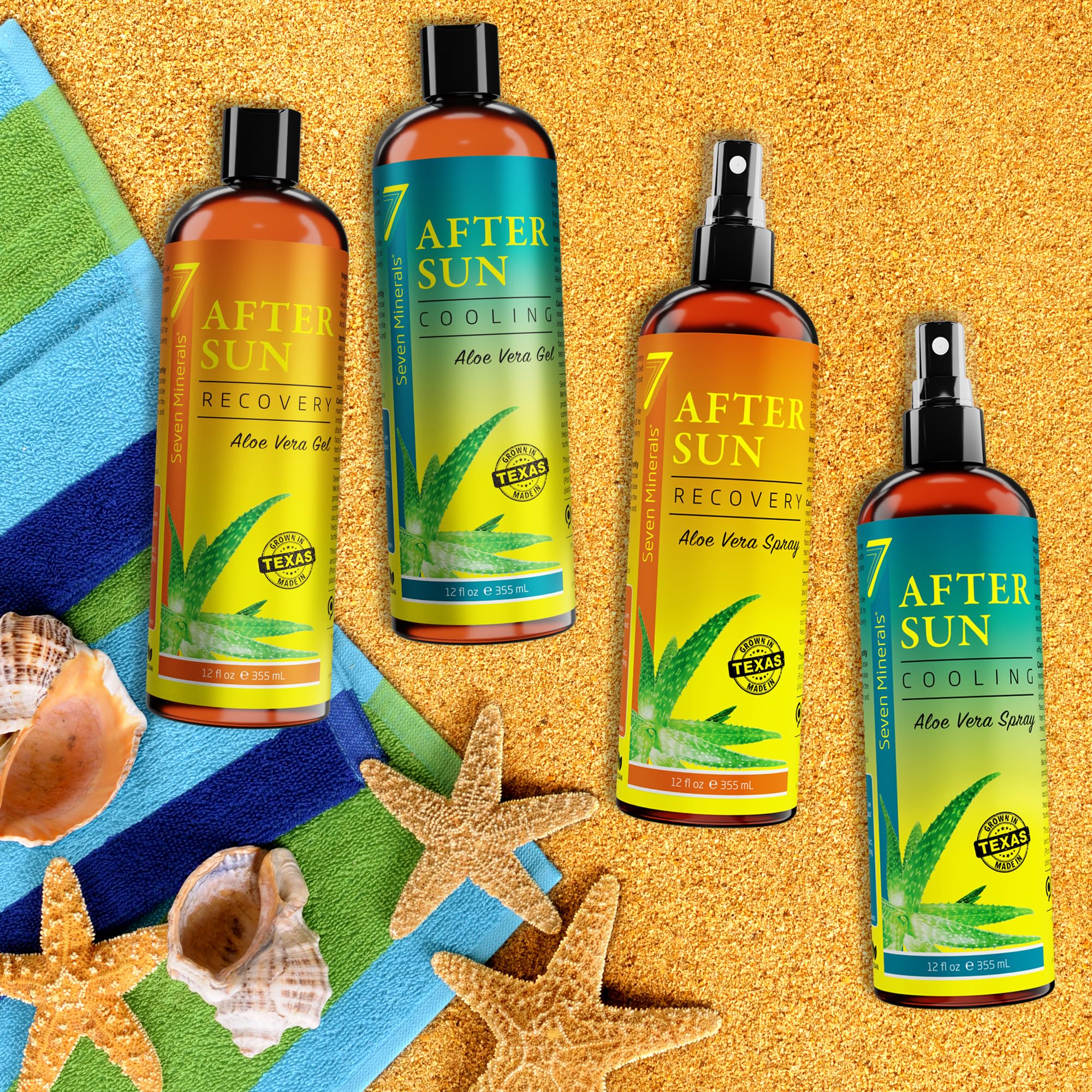 Seven Minerals NEW After Sun Solar Recovery Spray with Aloe Vera - For Skin & Face with Instant Sunburn Relief. Unlike Regular Aftersun Spray With Mango & Chamomile (12 Oz)
