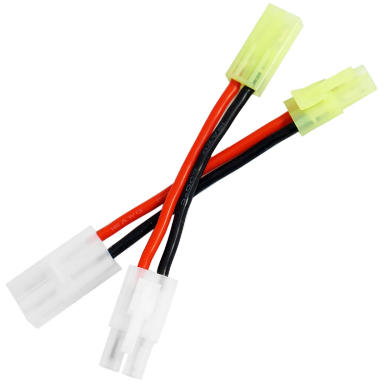 Vgoohobby 1Paris Adapter Compatible with Large Tamiya Style Plug to Mini Tamiya Plug Adapter 16AWG Female Male Cable Wire for Airsoft