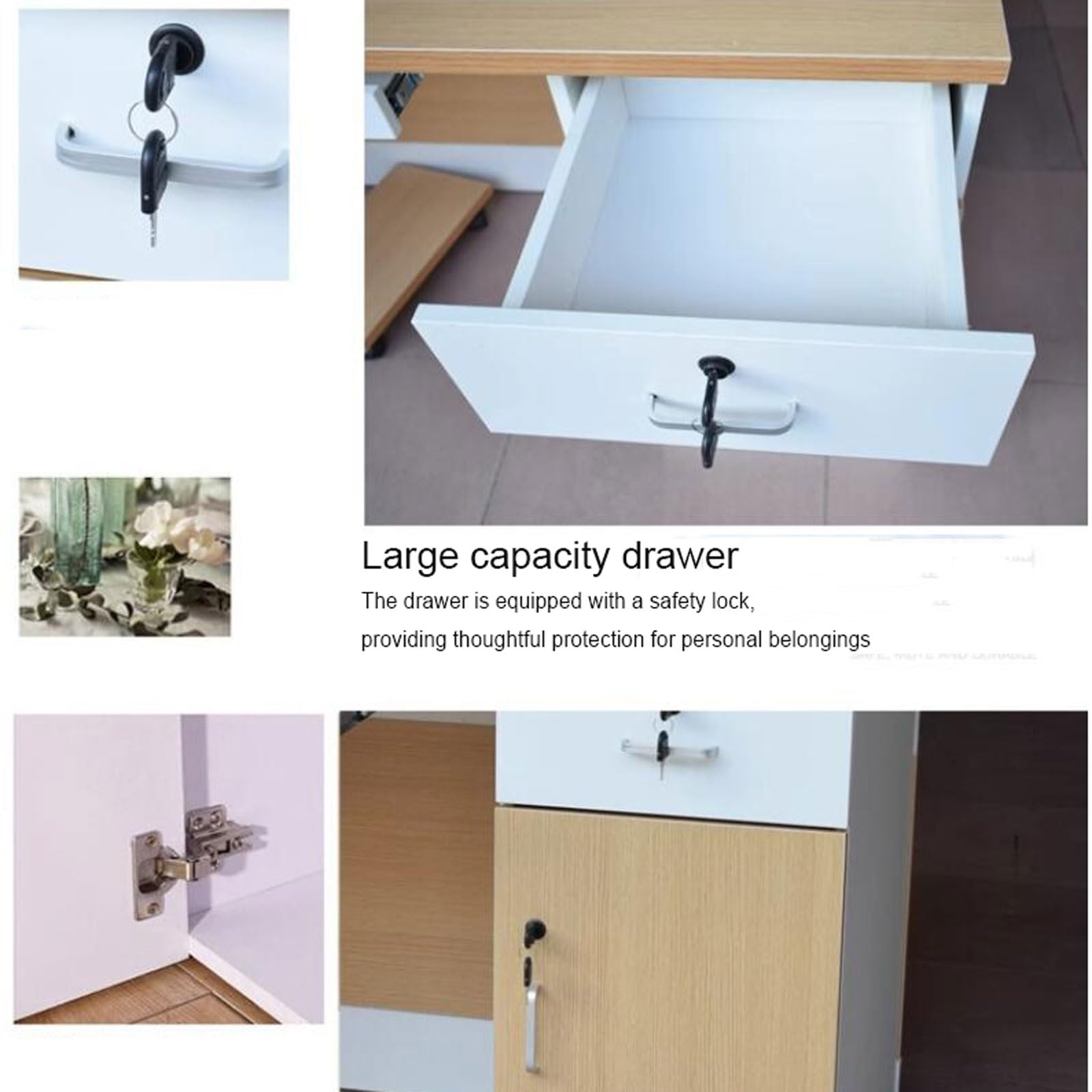 AZBROW Reception Desk Front Desk with Computer Tower Stand, Reception Counter with Display Shelf & Lockable Drawers, for Salon Reception Room Checkout Office (Size : 100cm)