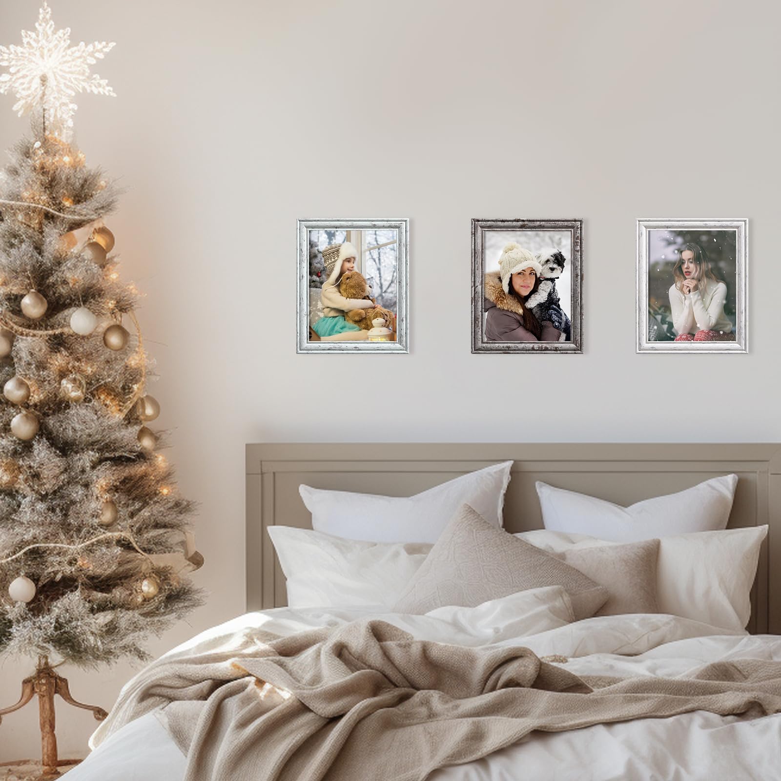ELSKER&HOME 8 x 10 Picture Frame Set of 3, Rustic Farmhouse Distressed Retro Style Photo Frame for Wall Mounting and Tabletop,Wooden Frame for Gifts