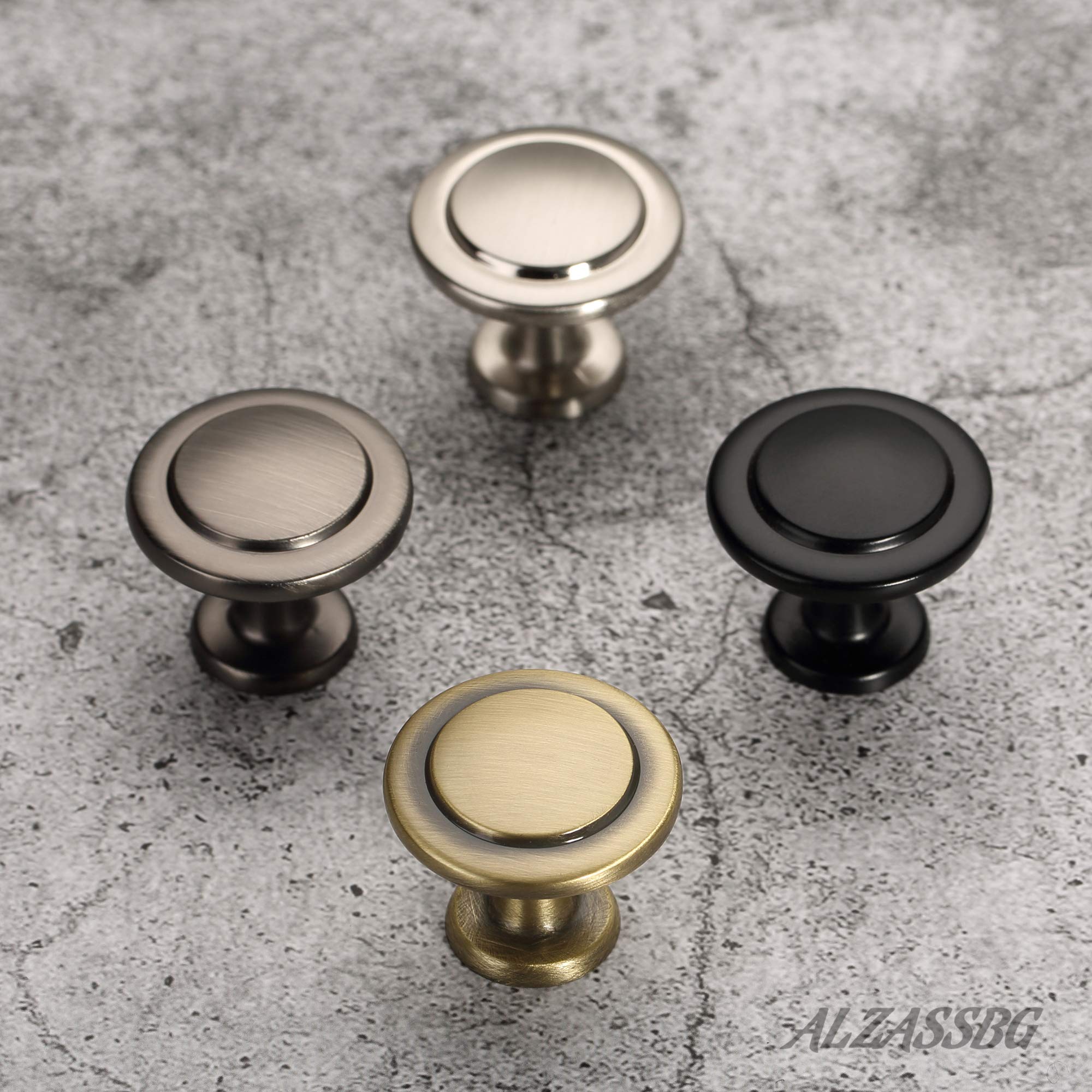 Alzassbg 5 Pack Brushed Black Nickel Cabinet Knobs, 1-1/4 Inch Diameter Kitchen Cabinet Hardware Round Knobs for Cabinets and Drawers AL6012BBN