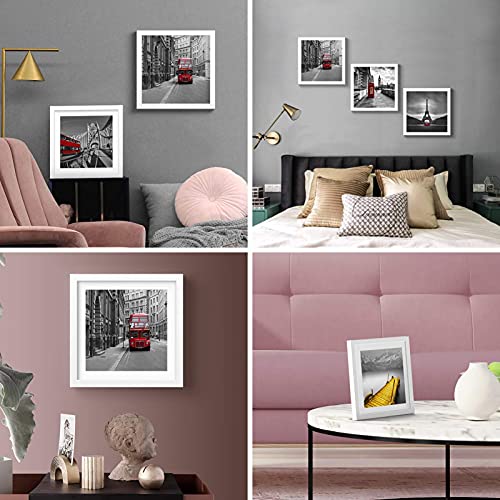 12x12 Picture Frames White Solid Wood Display Pictures 10x10 or 8x8 with Mat or 12x12 without Mat - 12x12 Inch Square Photo Frames with 2 Mats for Wall or Tabletop Mount, 1 Pack