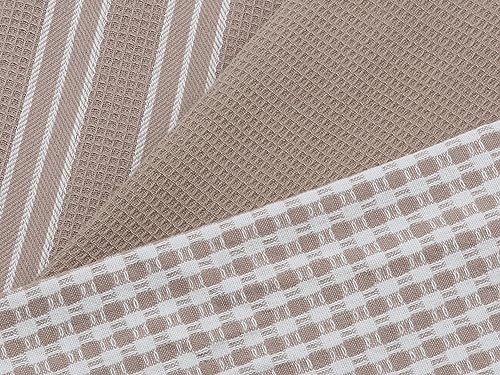 Mia'sDream Cotton Waffle Weave Kitchen Towels | Soft & Absorbent Dish Towels Tea Towel | Quick Drying Hand Towels for Kitchen | 13" x 28" 3 Pack (Brown Set)