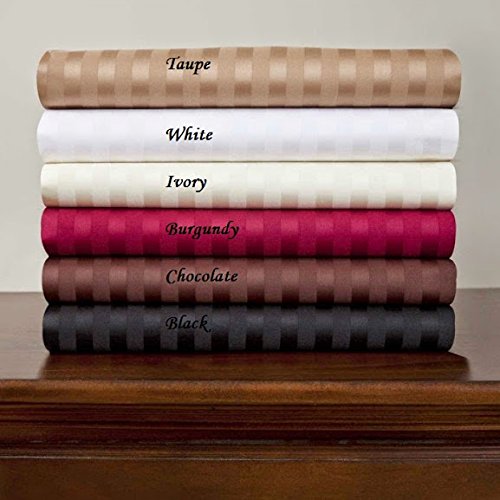 Ethereal Bedding 400-TC Sateen Super Soft 1-PC Luxury Fitted Sheet California Queen/XL Queen Stripe Taupe Fit Upto 10'' Inches Deep Pocket 100% Egyptian Cotton