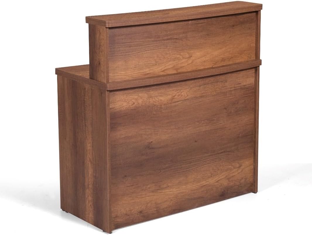 UGOS Mono Walnut Modern Reception Desk w/Transaction Counter | Laminate Desktop | Multifunctional Standing Front Desk for Home, Office, Salon, Spas, and Lobby (40 inch (100 cm))