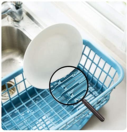 Plate Rack Draining Dish Rack Household Dish Storage Rack With Chopsticks Cage Household Detachable Dish Drain Rack Kitchen Pan Plate Holder (Color : Blue)