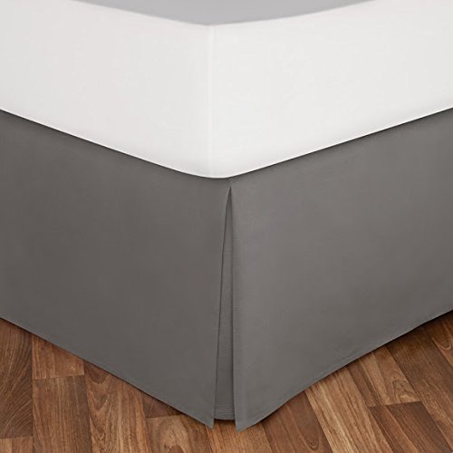 Ethereal Bedding 400-TC Sateen 1-PC Luxury Split Corner Tailered Bed Skirt King/Eastern King Solid Elephant Grey 21'' Inches Drop Length 100% Egyptian Cotton