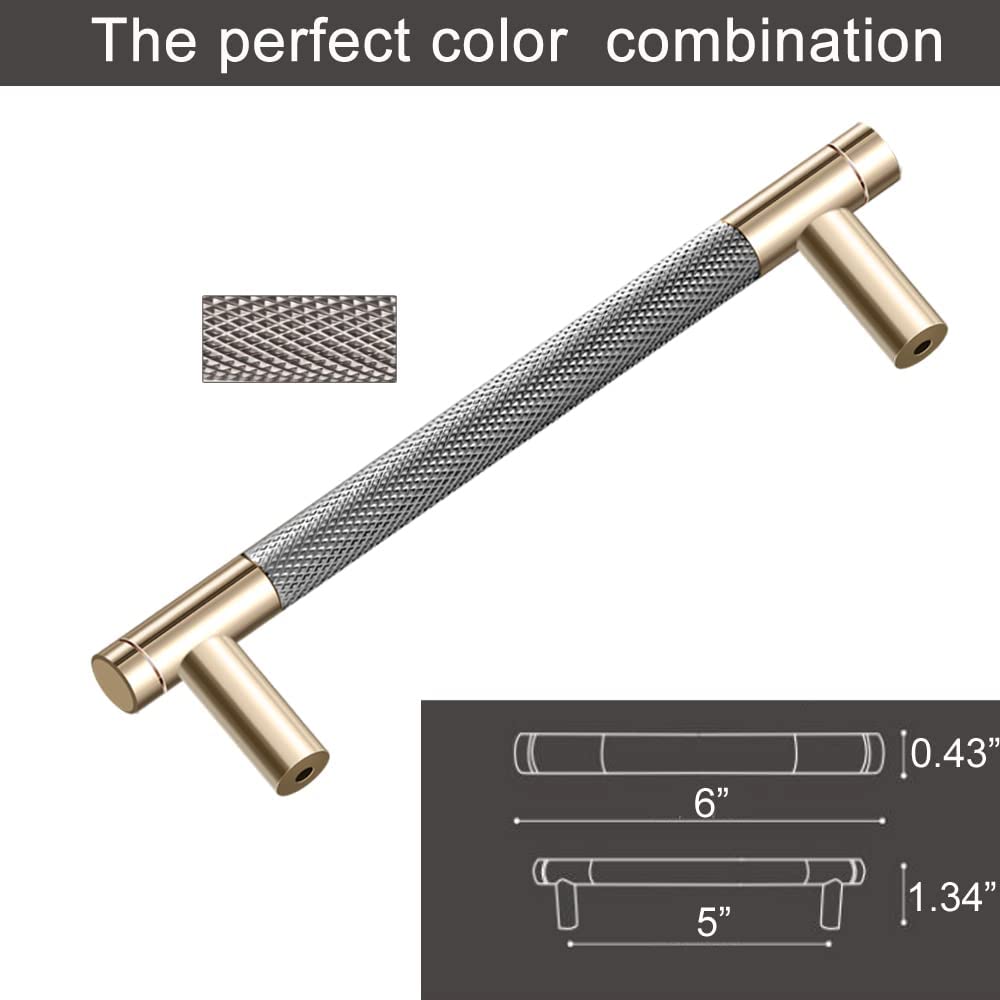 Ntresbonne 12 Pack 5 Inch 128 mm Barrel Cabinet Pulls Gold and Grey Cupboard Aluminum Handles Drawer Pull Cabinet handles
