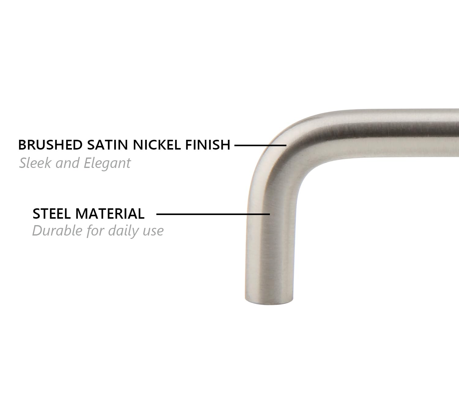 Silverline Satin Nickel Cabinet Hardware Drawer Handle Pull - 4'' Hole Centers, 25 Pack