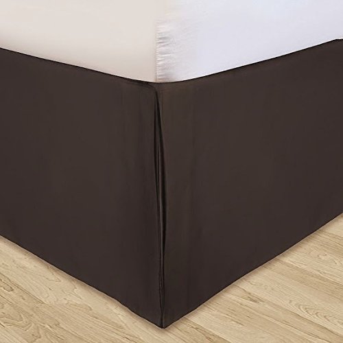 Ethereal Bedding 400-TC Sateen 1-PC Luxury Split Corner Tailered Bed Skirt California King/Western King Solid Chocolate 10'' Inches Drop Length 100% Egyptian Cotton