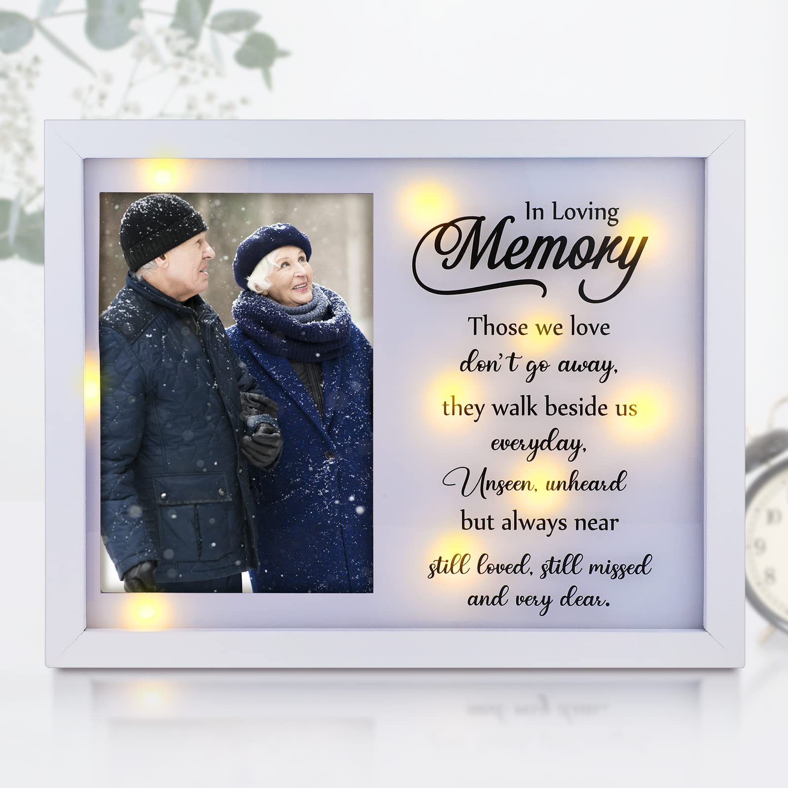 Karenhi Loving Memory Sympathy Gift Memorial Gift Sympathy Gift for Loss of Loved One 8" x 10" LED Memorial Shadow Photo Box Fits 6 x 4 in Pictures Photos