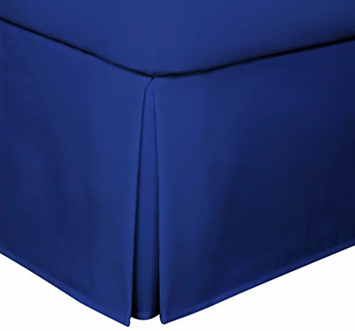 Ethereal Bedding 400-TC Sateen 1-PC Luxury Split Corner Tailered Bed Skirt Twin Extra Long Solid Navy Blue 20'' Inches Drop Length 100% Egyptian Cotton