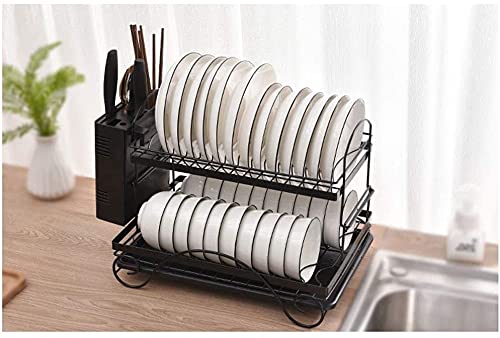 Plate Rack Draining Dish Rack Dish Drying Rack, 2-Tier Drying Organizer Storage Shelf Drainer For Dishes, Bowls, Utensils Pan Plate Holder