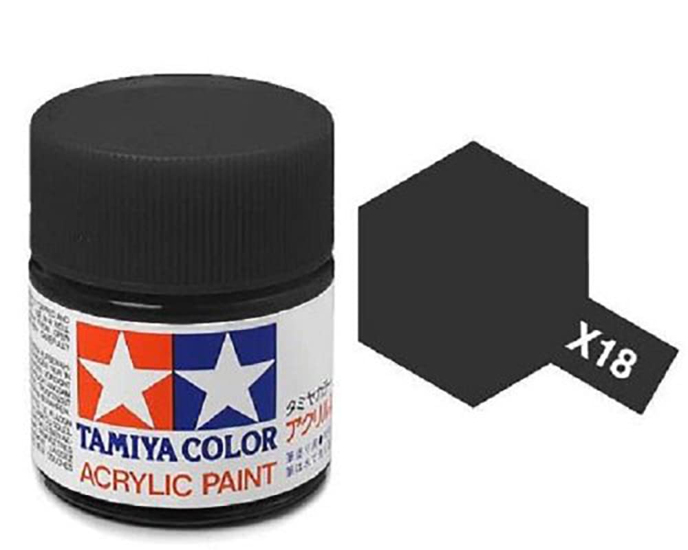 TAMIYA Acrylic Mini X18 Semi Gloss Black TAM81518 Plastics Paint Acrylic