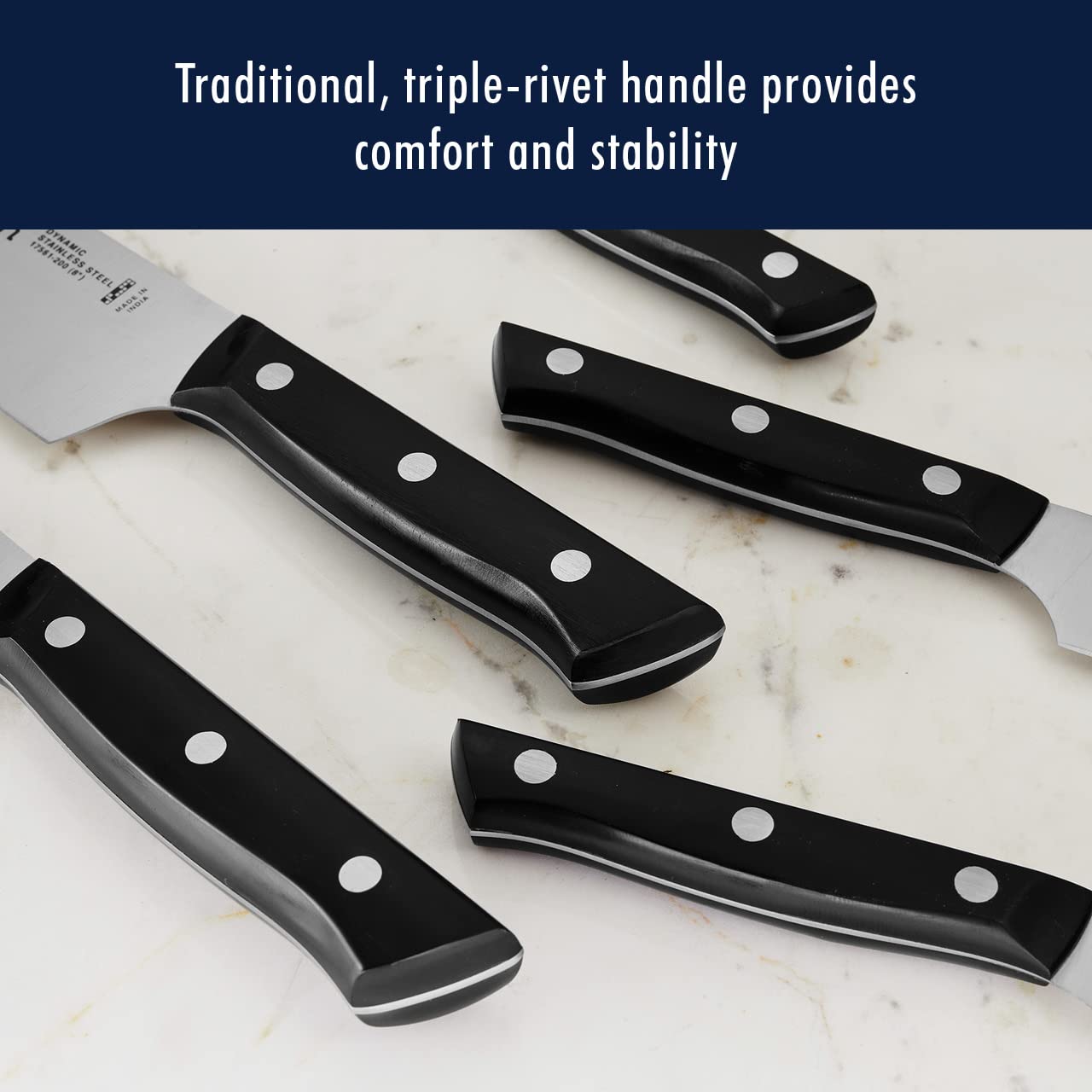 HENCKELS Dynamic Razor-Sharp 6-inch Utility Knife, Tomato Knife, German Engineered Informed by 100+ Years of Mastery, Black/Stainless Steel