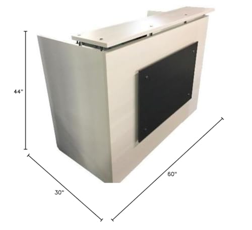 DFS Reception Desk Shell which fits a 15" Monitor - 60" W by 30" D by 44" H White and Black Front