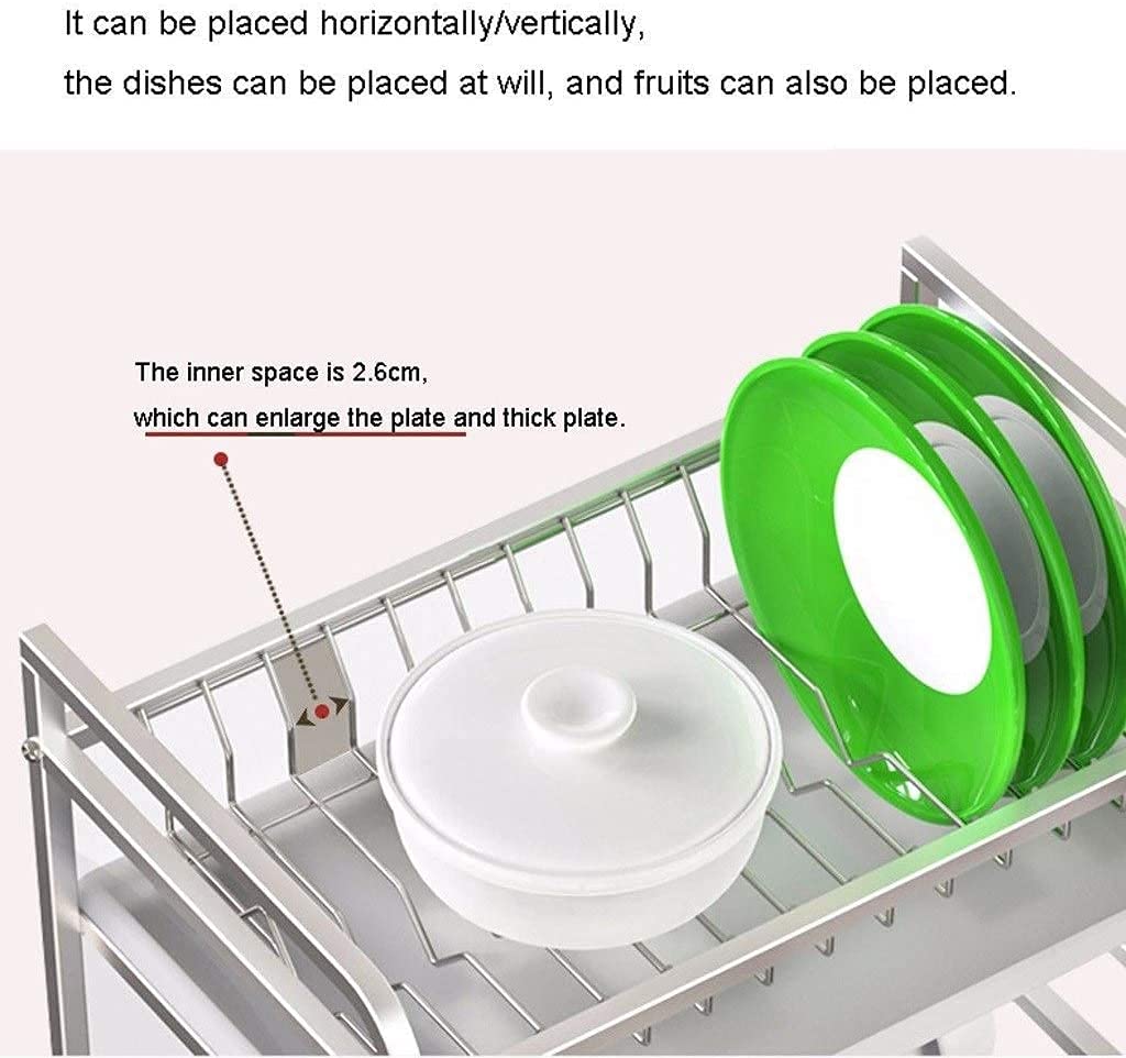 Plate Rack Draining Dish Rack Dish Drying Rack 304 Stainless Steel 2 Tier Dish Rack With Drain Board, Utensil Holder, Cutting Board Pan Plate Holder