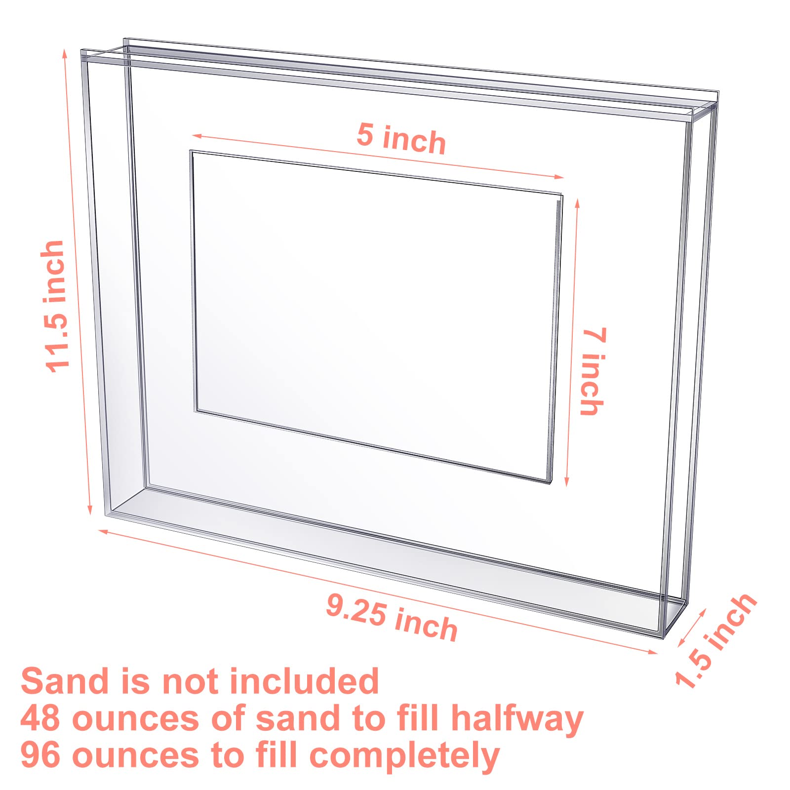 Queekay Wedding Unity Sand Ceremony Photo Frame Clear Acrylic Sand Ceremony Shadow Box with Picture Frame for Wedding Decorations Home Decor Keepsake (Classic Style)