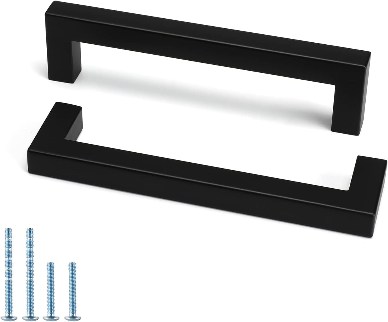 Goldenwarm 30 Pack Black Square Bar Cabinet Pull Drawer Handle Stainless Steel Modern Kitchen Hardware Cabinets Cupboard, Center to Center 5in(128mm)