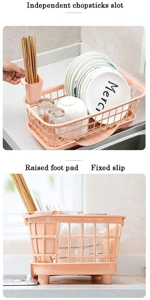 Plate Rack Draining Dish Rack Household Dish Storage Rack With Chopsticks Cage Household Detachable Dish Drain Rack Kitchen Pan Plate Holder (Color : Blue)