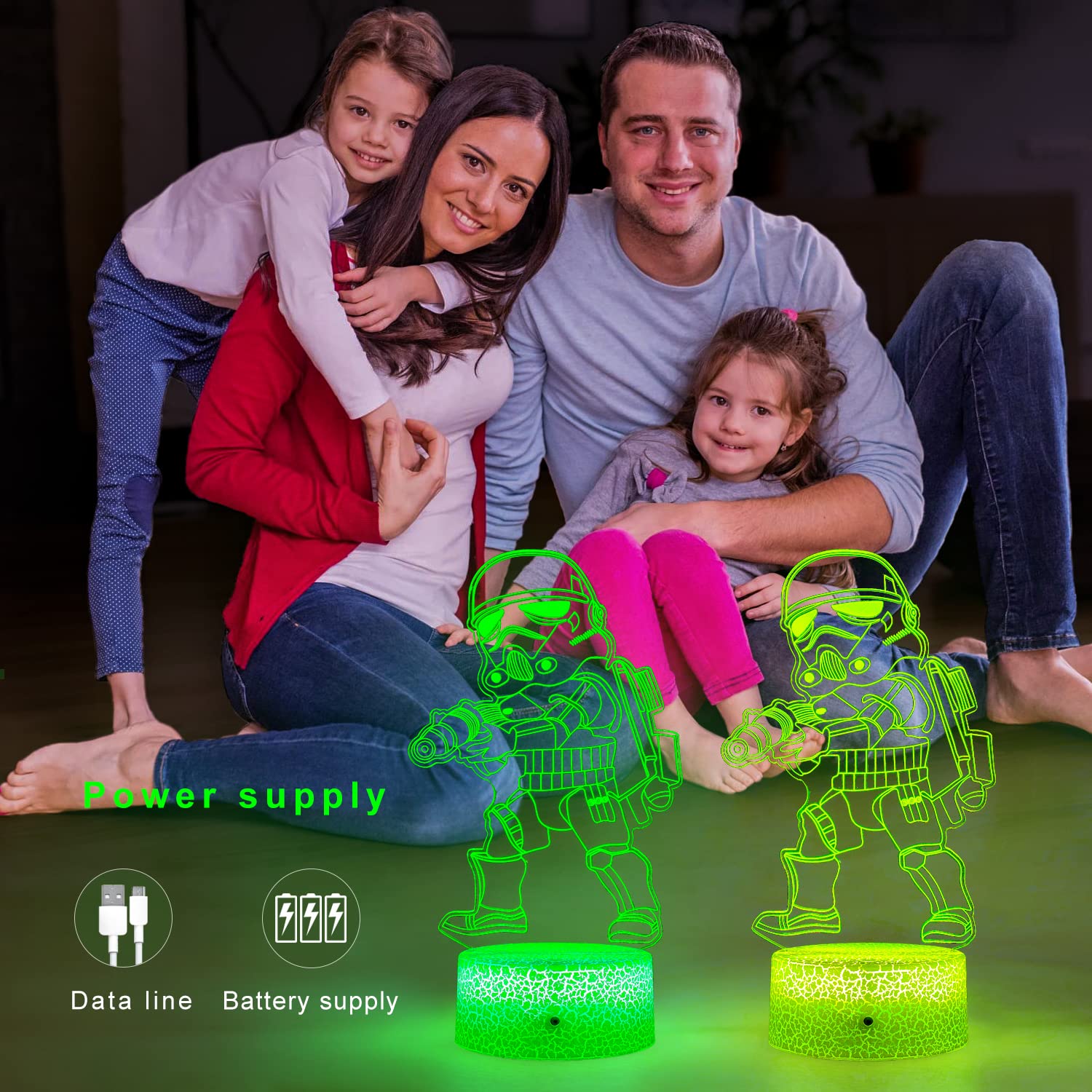3D Illusion Star Lamp, Yoda Baby Night Light for Kids, 3 Pattern LED Wars Night Lamp for Room Decor Bedside Lamp as Christmas Gifts for Boys Girls Men
