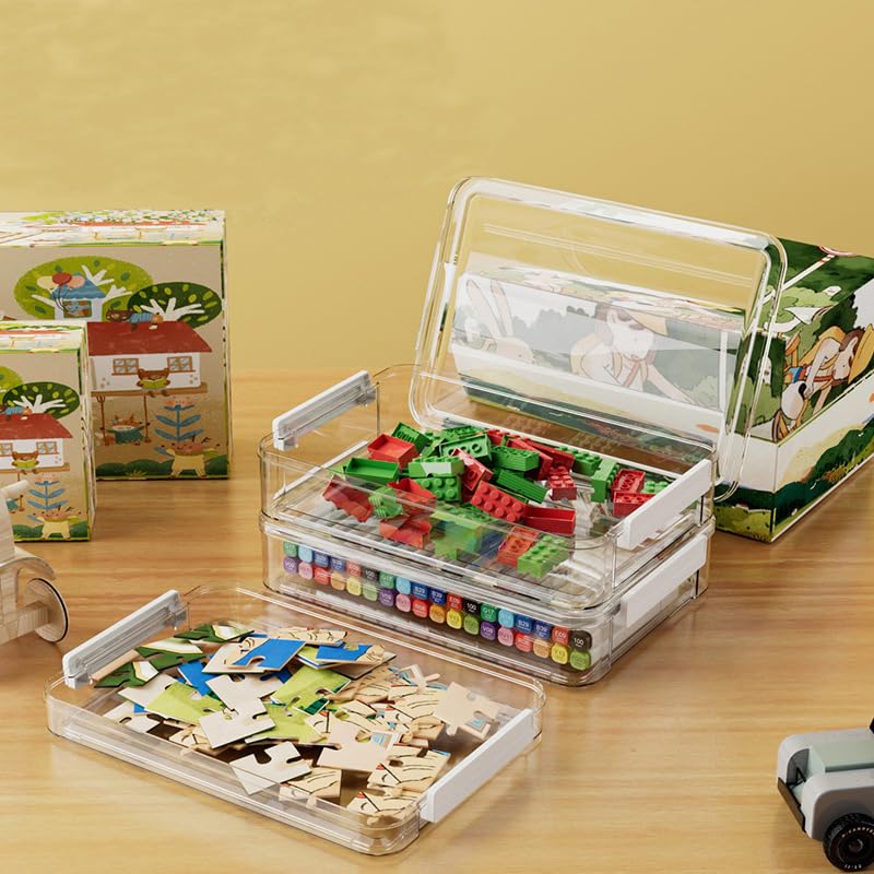 ZeJlo Plastic Storage Containers with Lids, Clear Storage Bins with Lids, 3 PCS Plastic File Box, Plastic Storage Box for Organizing A4 Paper, Photo, Document, Scrapbook, Small Toys, etc