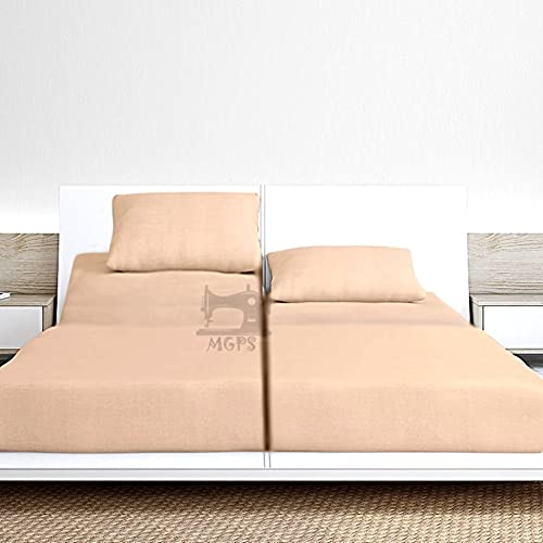 Split Queen Sheets Sets for Adjustable Bed, Soft Sateen Weave, 400-Thread-Count 100% Egyptian Cotton 5PC Set with 2 Fitted Sheets, Split-Queen Sheet Set 12-Inch Deep Pockets, 400-TC - |Peach Solid|