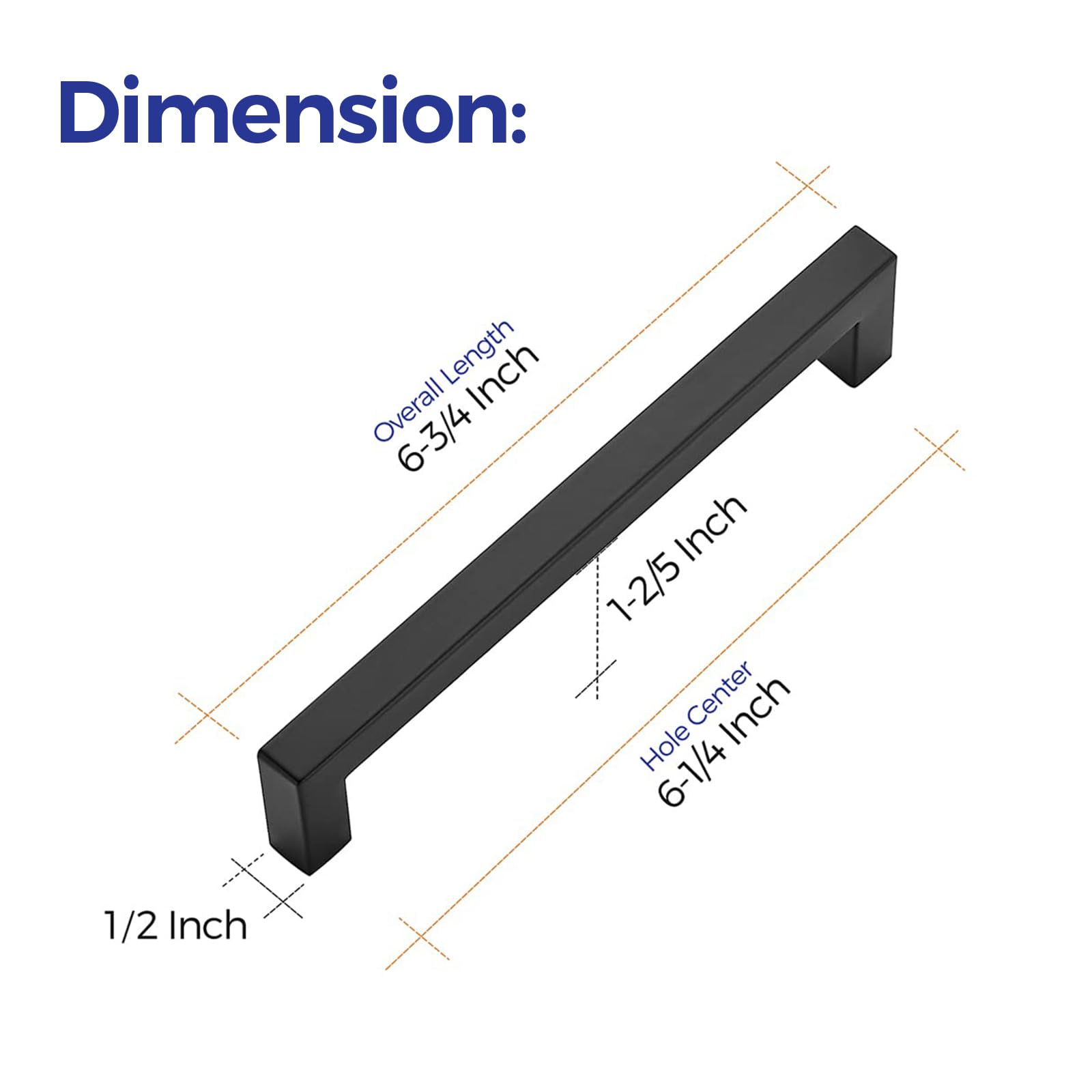 Ravinte 30 Pack 6-1/4 Inch Kitchen Square Cabinet Handles Matte Black Stainless Steel Drawer Pulls Hardware