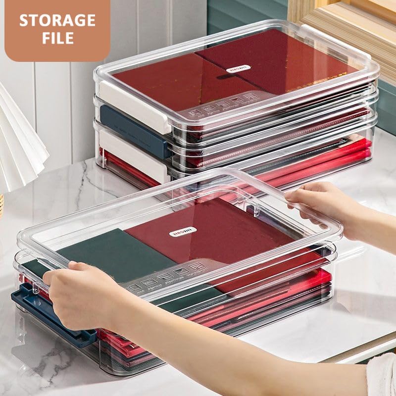ZeJlo Plastic Storage Containers with Lids, Clear Storage Bins with Lids, 3 PCS Plastic File Box, Plastic Storage Box for Organizing A4 Paper, Photo, Document, Scrapbook, Small Toys, etc