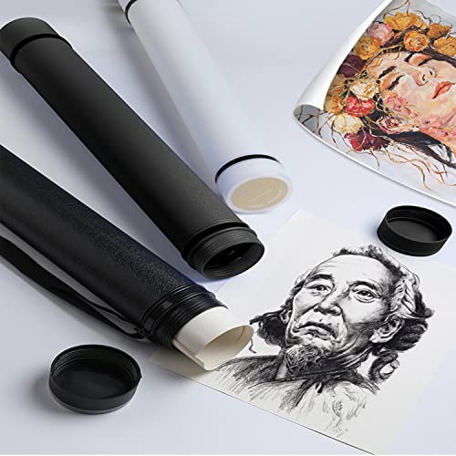 Ecjiuyi Poster Tubes,2Pack Extendable Poster Tube Expand from 24.5" to 40" with Adjustable Shoulder Strap Lids and Lable,Waterproof Telescoping Blueprint Art Document Storage Transport Carrying Tube
