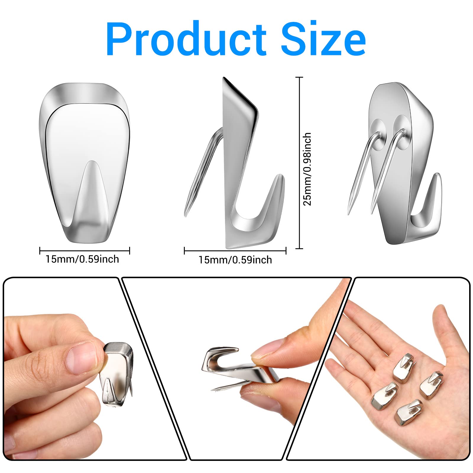 LEIFIDE Cubicle Hooks Fabric Panel Wall Hooks Cubicle Clips Picture Hangers for 40 Lbs Office Home Kitchen Room Board Hanging Supplies(Silver,10 Pieces)