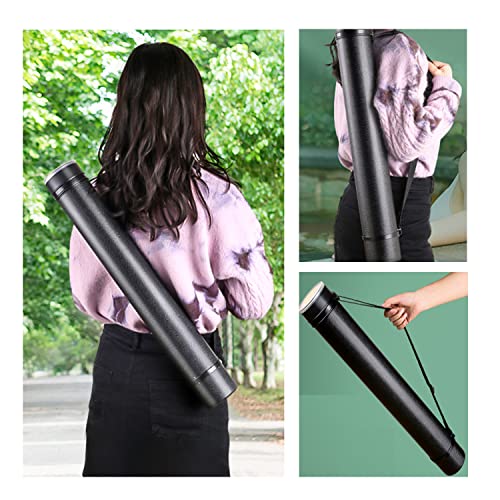 Ecjiuyi Poster Tubes,2Pack Extendable Poster Tube Expand from 24.5" to 40" with Adjustable Shoulder Strap Lids and Lable,Waterproof Telescoping Blueprint Art Document Storage Transport Carrying Tube
