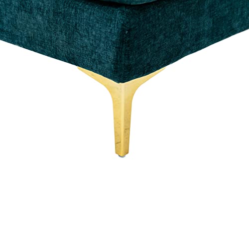 JINS&VICO Sectional Sofa, Modern U-Shaped Upholstered Accent Sofa Couch with Padded Seat and Metal Feet, Comfy Leisure Lounge Sofa for Living Room Bedroom Office, Teal Blue