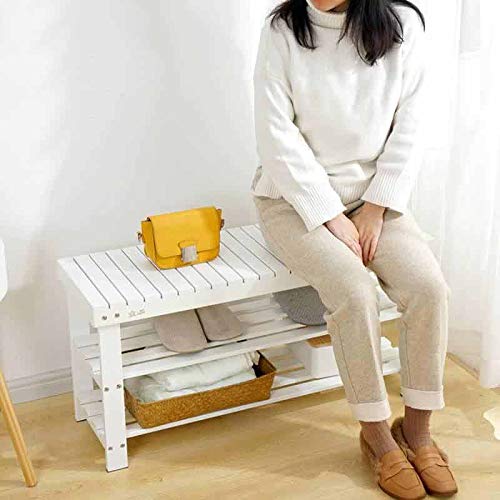 ZXZAX White Shoe Bench Home Minimalist Porch Door Can Sit Shoe Cabinet Simple Solid Wood Shoes Bench Shoe Rack