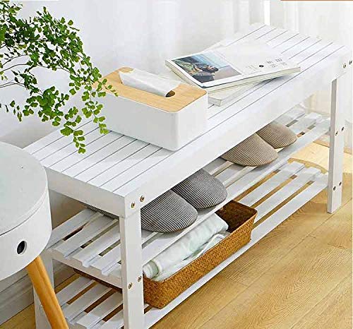 ZXZAX White Shoe Bench Home Minimalist Porch Door Can Sit Shoe Cabinet Simple Solid Wood Shoes Bench Shoe Rack