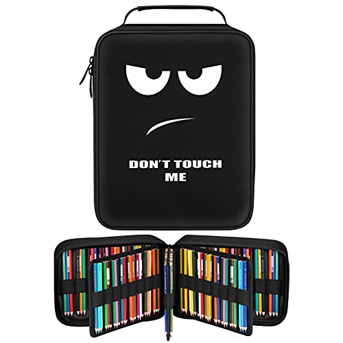 FINPAC Pencil Case Holder Slot, Large MultiLayer Watercolor Pen Bag w/Zipper Front Pocket, Big Organizer for 200 Colored Pencils/130 Gel Pens, Marco Pens/Markers to Artists, Painters, Planners
